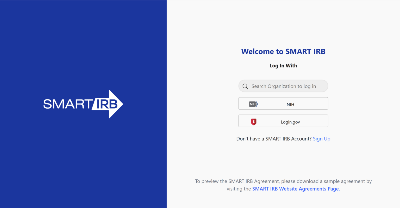 Log In - SMART IRB | National IRB Reliance Initiative