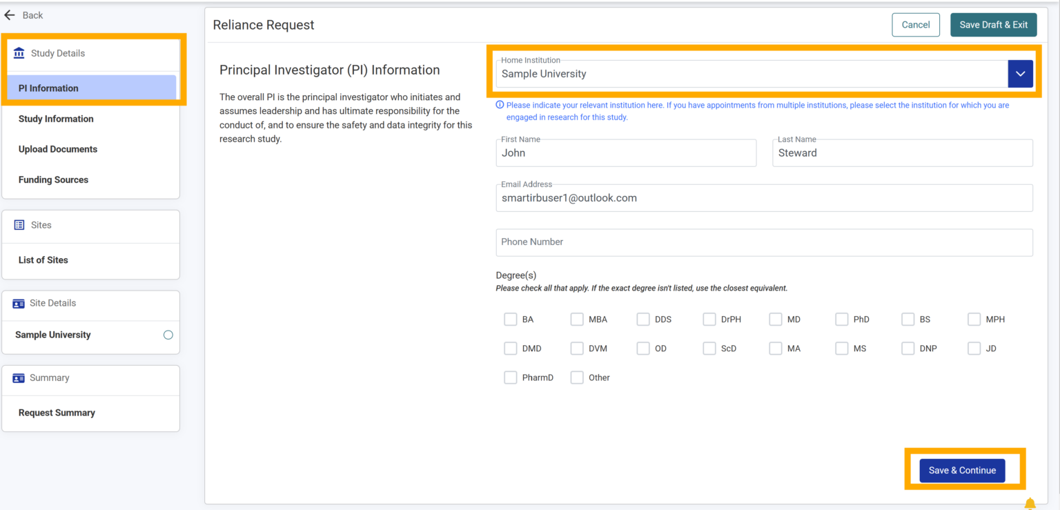 Create a New Reliance Request - SMART IRB | National IRB Reliance ...